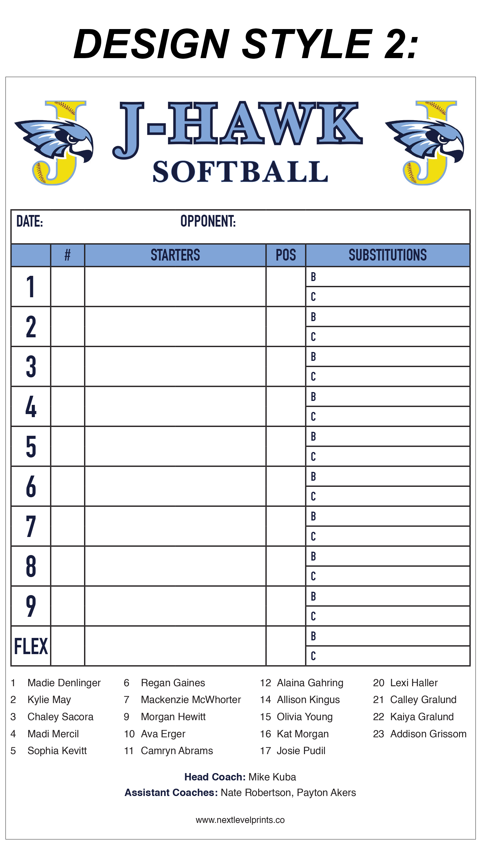 Custom Lineup Cards – Next Level Prints
