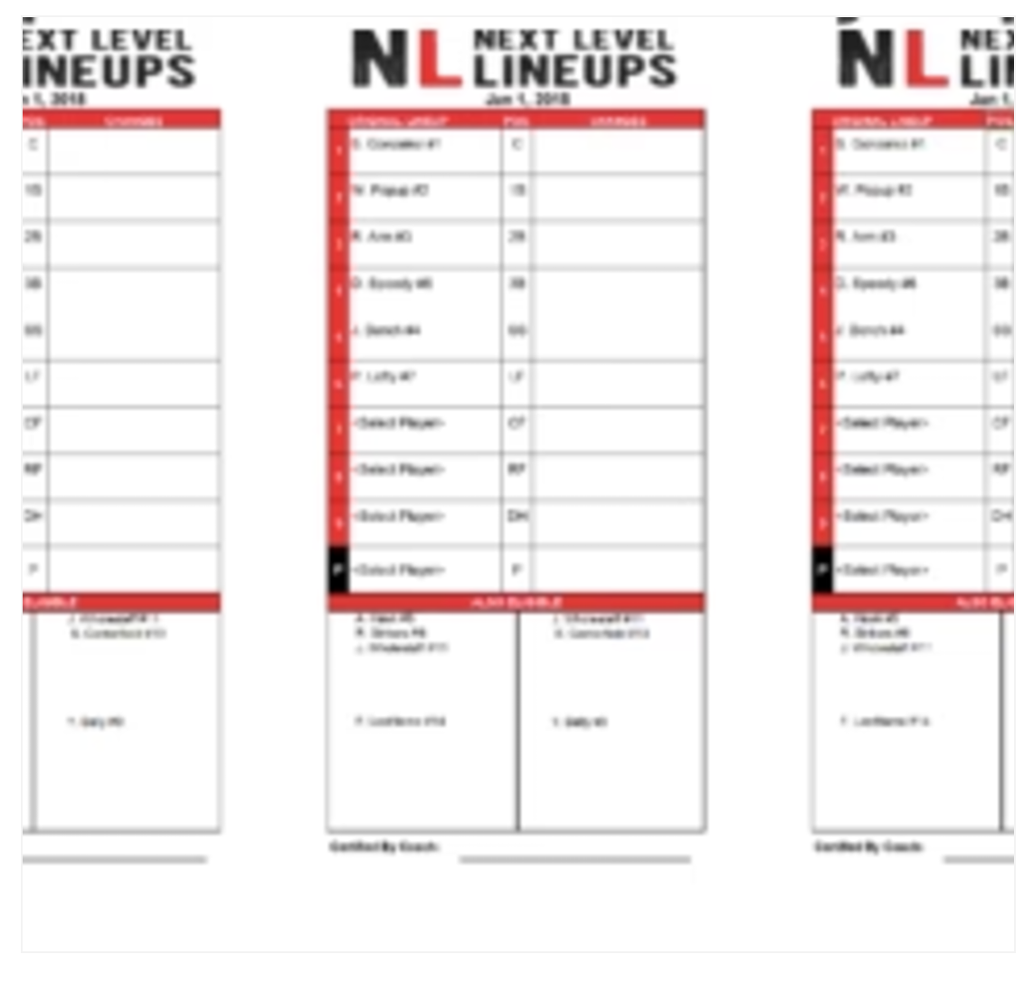 Digital Lineup / Dugout Chart for Baseball and Softball – Next Level Prints